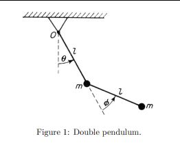 Solved 1. A double pendulum consists of two massless rods of | Chegg.com