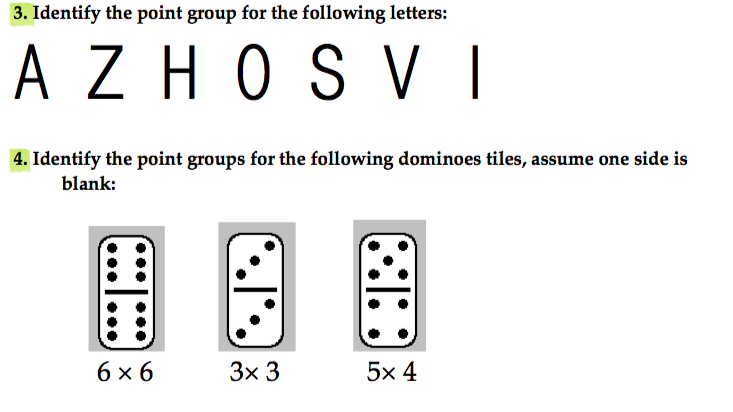 Solved Identify the point group for the following letters: | Chegg.com