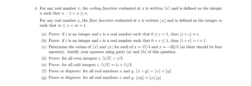 Solved 4. For any real number x, the ceiling function | Chegg.com