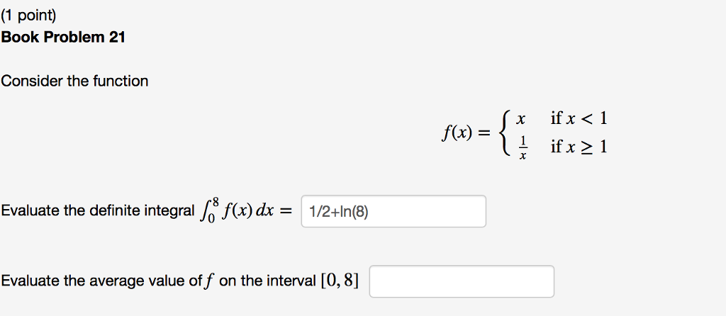 Solved (1 point) Book Problem 21 Consider the function x | Chegg.com