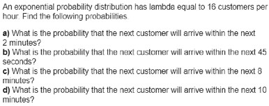 Solved An exponential probability distribution has lambda | Chegg.com