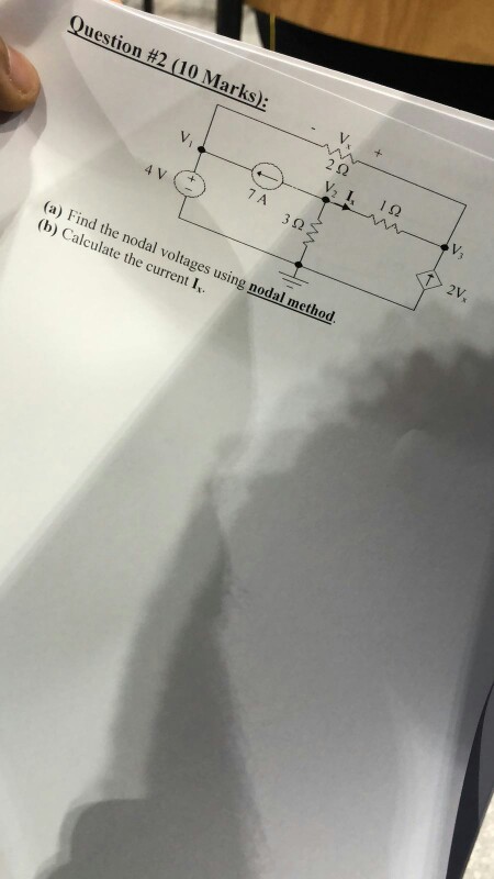 Solved Question #2 (10 Marks): ? 2? Vi 7 A 3? 1> 2V (a) Find | Chegg.com