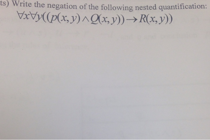 Solved Write the negation of the following nested | Chegg.com