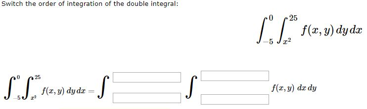 Solved Switch the order of integration of the double | Chegg.com