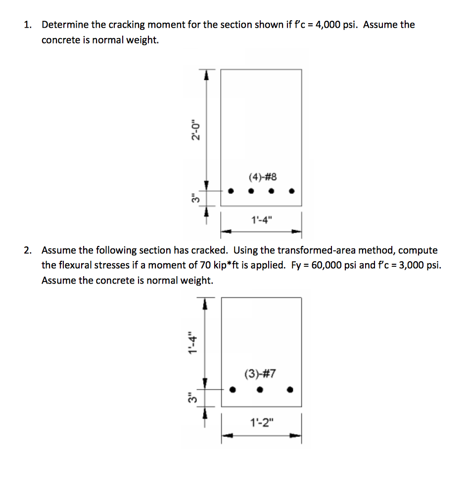 Solved Determine the cracking moment for the section shown | Chegg.com
