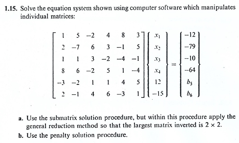 1.15. Solve the equation system shown using computer | Chegg.com