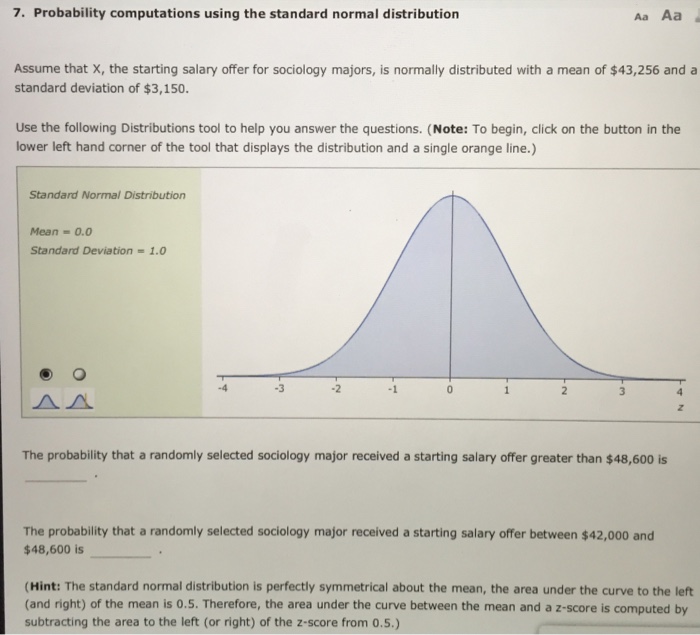 Solved 7. Probability computations using the standard normal | Chegg.com