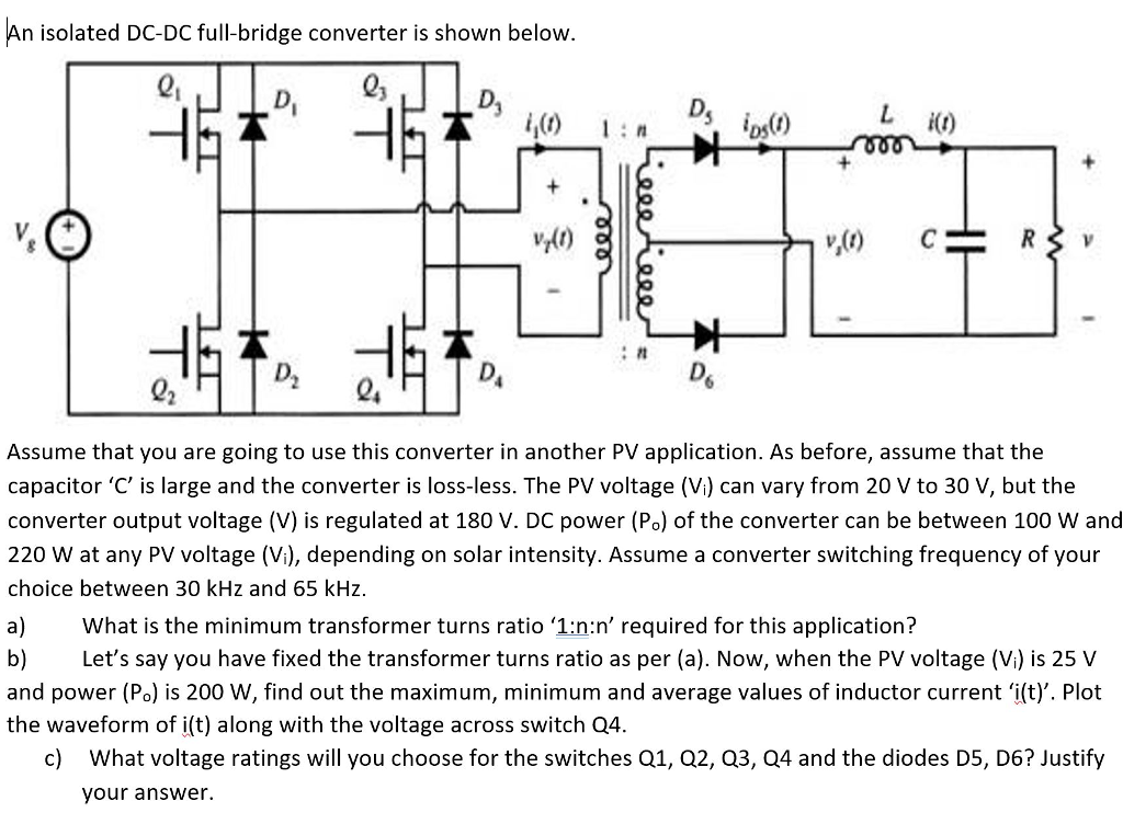 Solved An isolated DC-DC full-bridge converter is shown | Chegg.com