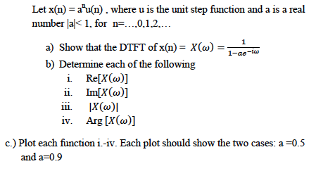 Solved Let x(n) = ahun) , where u is the unit step function | Chegg.com