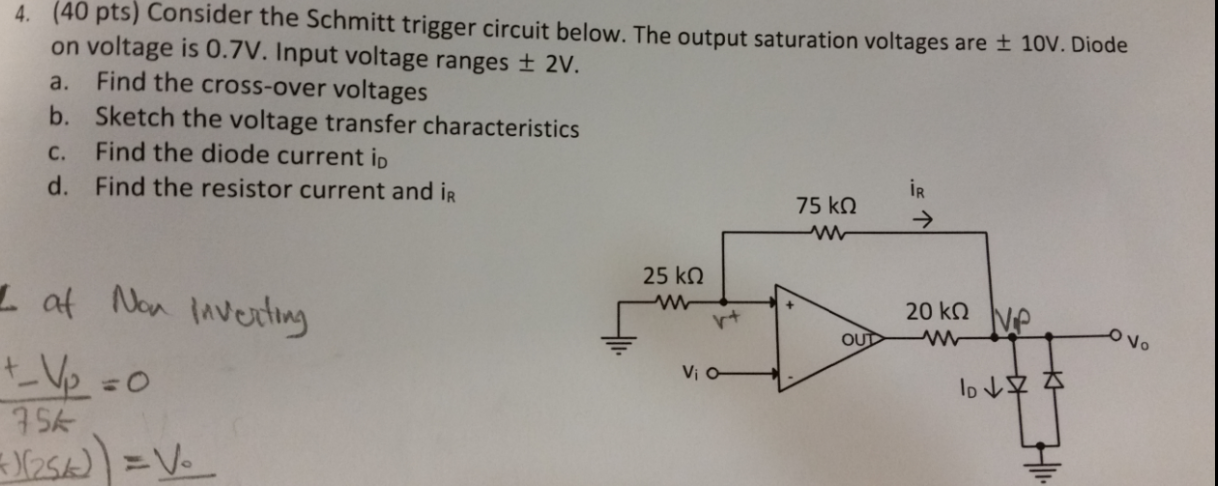 Solved Consider the Schmitt trigger circuit below. The | Chegg.com