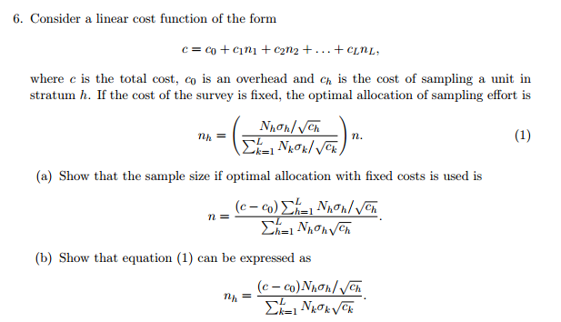 Consider a linear cost function of the form c = c_0 + | Chegg.com