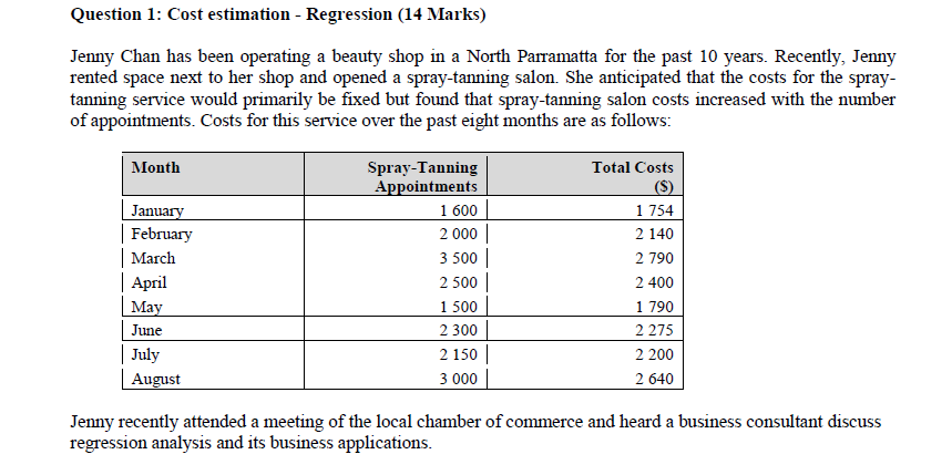 Solved Question 1 Cost Estimation Regression 14 Marks Chegg solved-question-1-cost-estimation-regression-14-marks-chegg