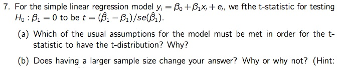 For the simple linear regression model , we fthe | Chegg.com