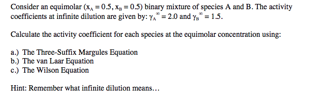 Solved Consider an equimolar (xA-0.5, X 0.5) binary mixture | Chegg.com