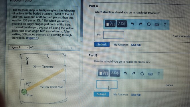 Solved Part A The treasure map in the figure gives the | Chegg.com