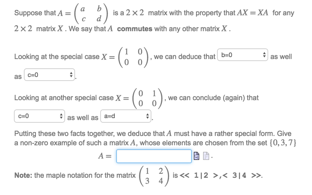 Solved Suppose that A = (a b c d) is a 2 times 2 matrix | Chegg.com