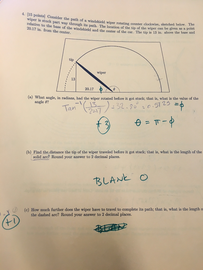 Solved Consider the path of a windshield wiper rotating | Chegg.com