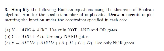 Solved Simplify the following Boolean equations using the | Chegg.com