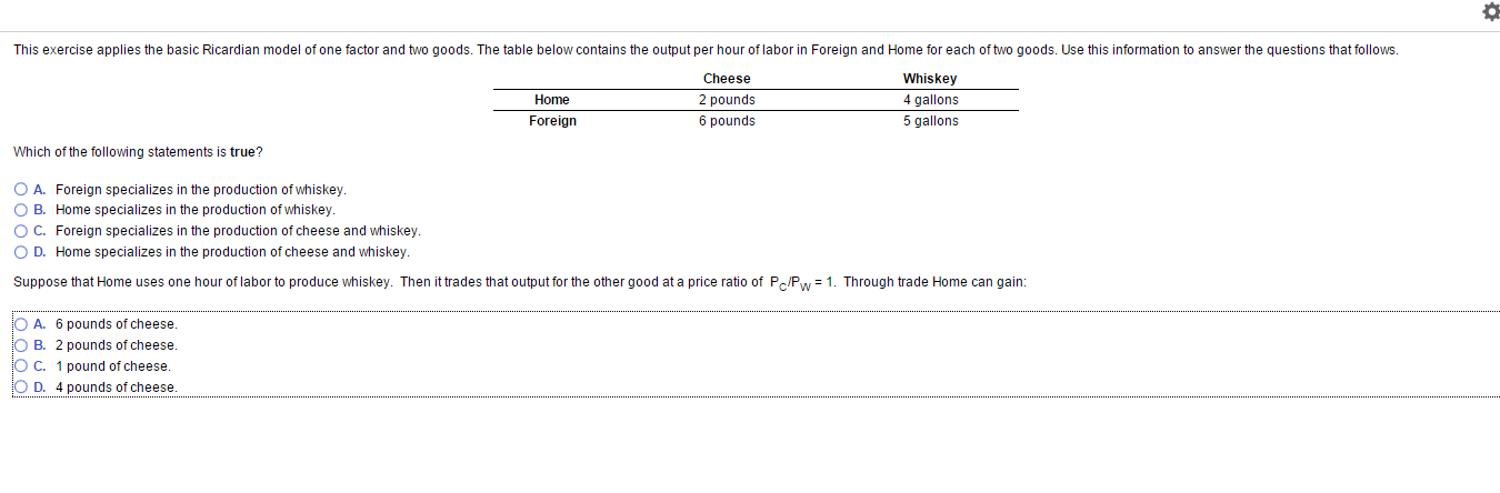Solved This exercise applies the basic Ricardian model of | Chegg.com