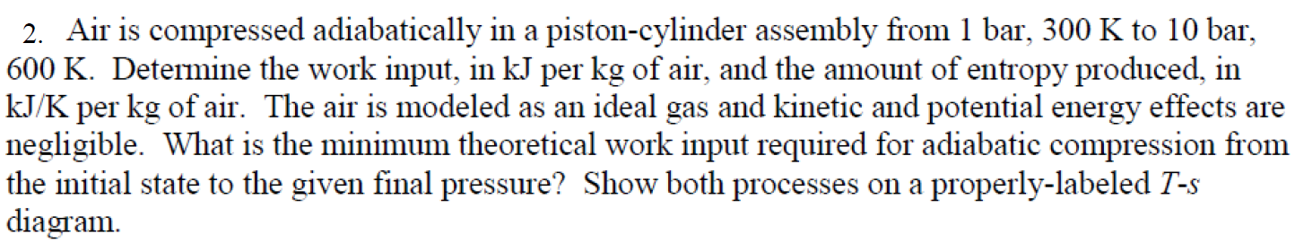 Solved Air is compressed adiabatically in a piston-cylinder | Chegg.com