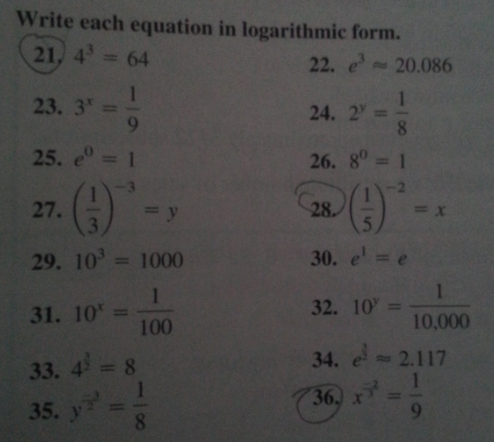 Solved Write each equation in logarithmic form. | Chegg.com