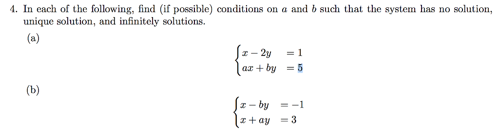 Solved 4. In each of the following, find (if possible) | Chegg.com