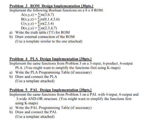 Solved Problem 3 ROM Design Implementation 130pts Implement | Chegg.com