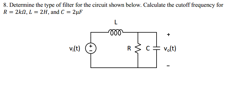 Solved Determine the type of filter for the circuit shown | Chegg.com Solved Determine the type of filter for the circuit shown | Chegg.com