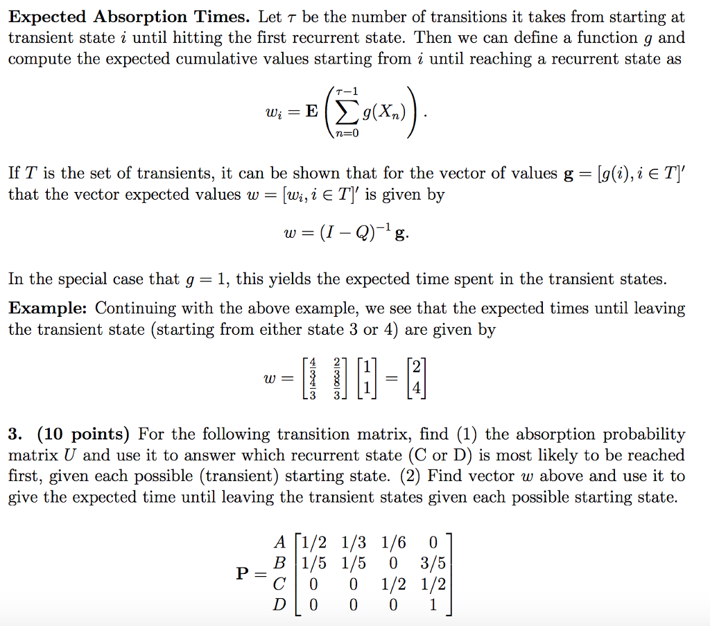 3. Absorption Probabilities and Expected Hitting | Chegg.com