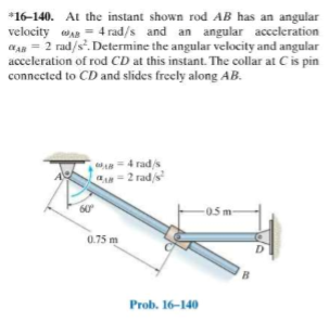 At the instant shown rod AB has an angular velocity | Chegg.com