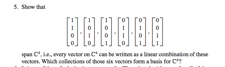 Solved 5. Show that span C4, i.e., every vector on C4 can be | Chegg.com