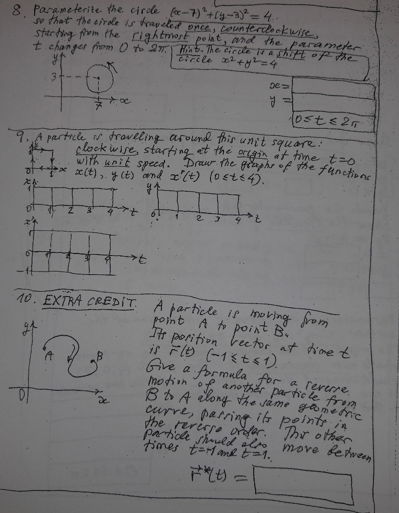 Solved Parameterize the circle (x - 7)^2 + (y - 3)^2 = 4. So | Chegg.com