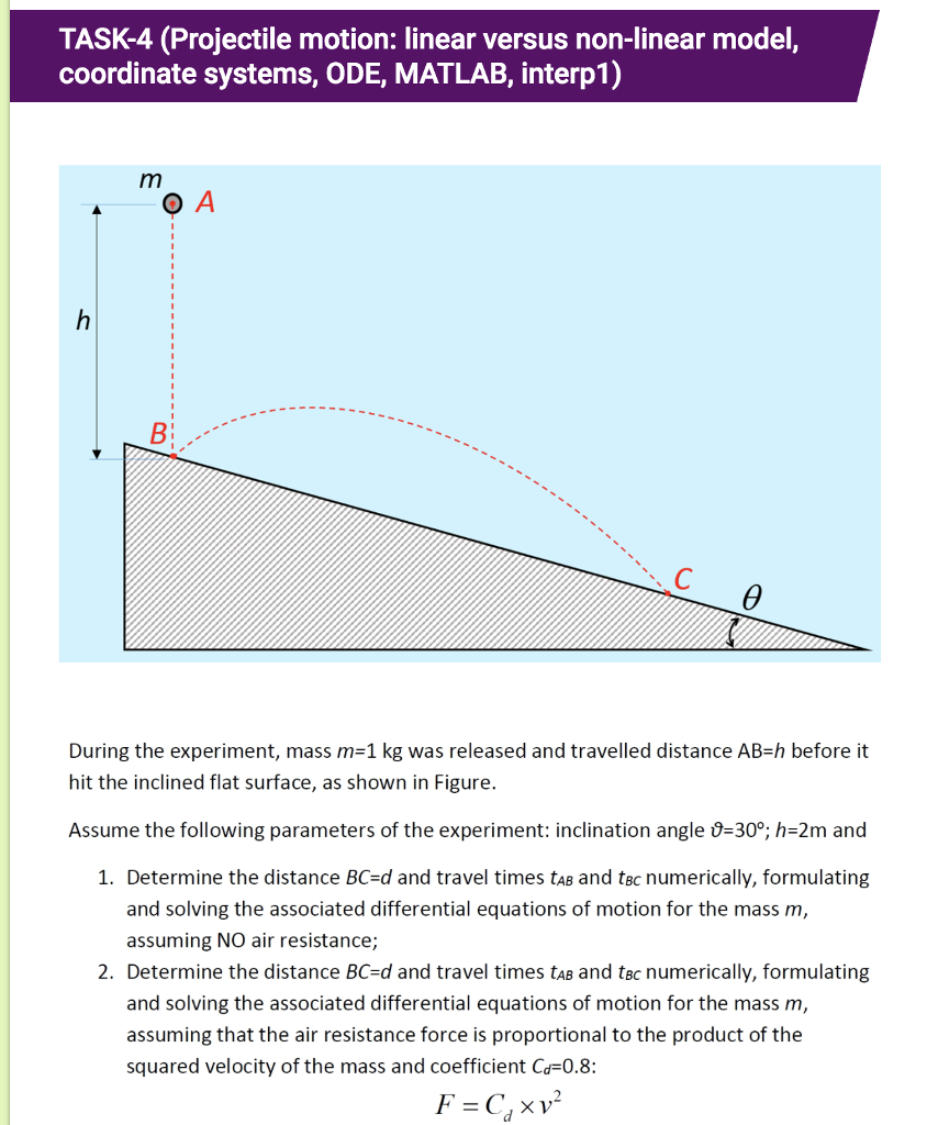 Solved TASK-4 (Projectile motion: linear versus non-linear | Chegg.com