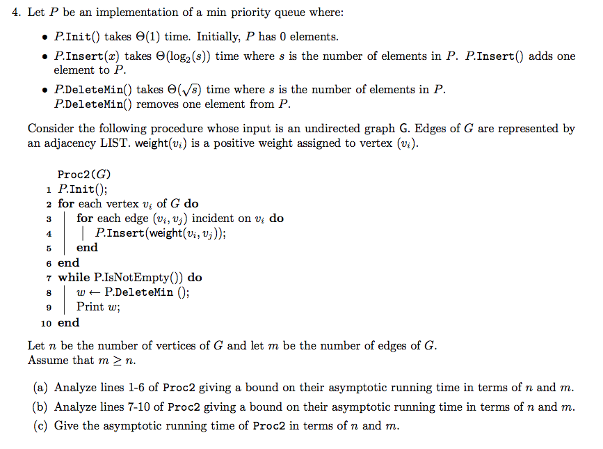 Solved Let P be an implementation of a min priority queue | Chegg.com