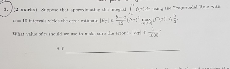 Solved rb 3. (2 marks) Suppose that approximating the | Chegg.com