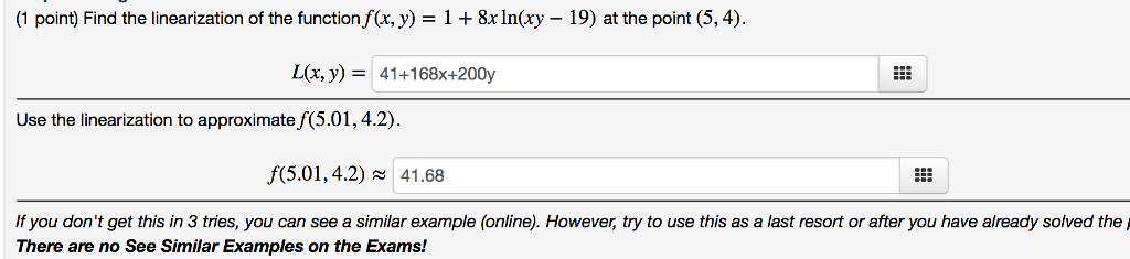 Solved (1 point) Find the linearization of the | Chegg.com