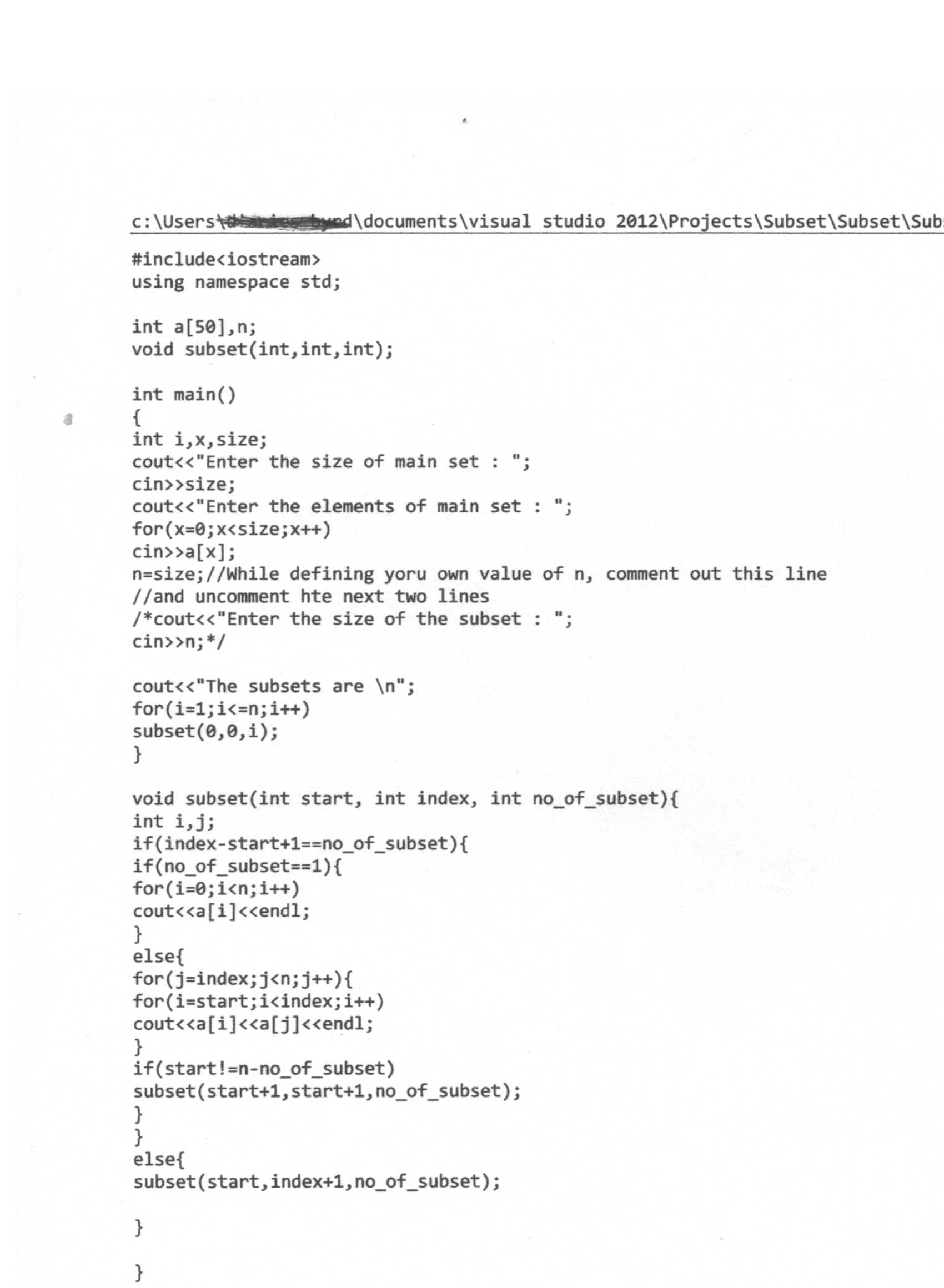 Modify the following code so that the subsets do not | Chegg.com
