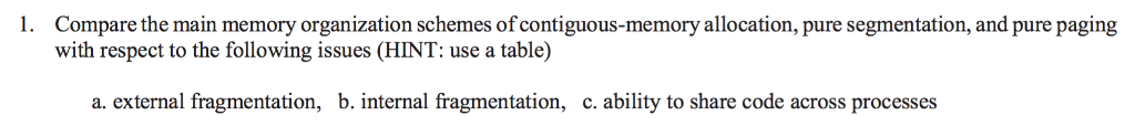 Solved 1 Compare The Main Memory Organization Schemes Of