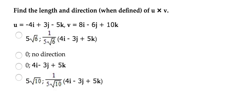 Solved Find the length and direction (when defined) of u | Chegg.com