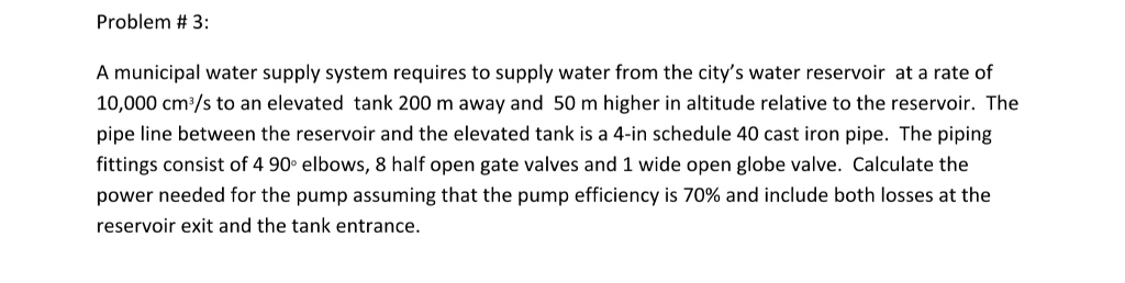 Solved A municipal water supply system requires to supply | Chegg.com