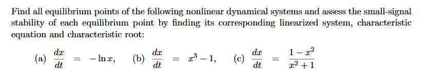 Solved Find all equilibrium points of the following | Chegg.com