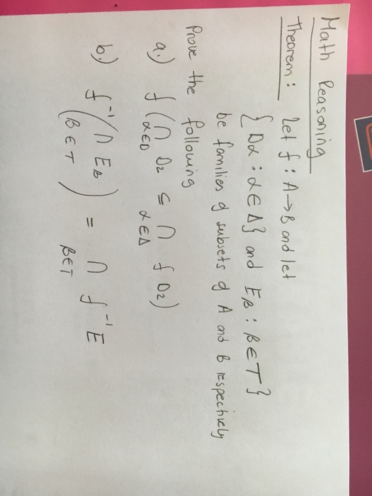 Solved Math Reasoning Theorem: Let f: A rightarrow B and | Chegg.com