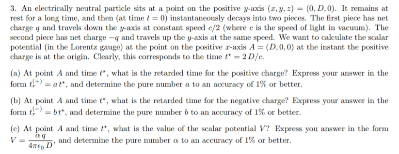 Solved 3. An electrically neutral particle sits at a point | Chegg.com