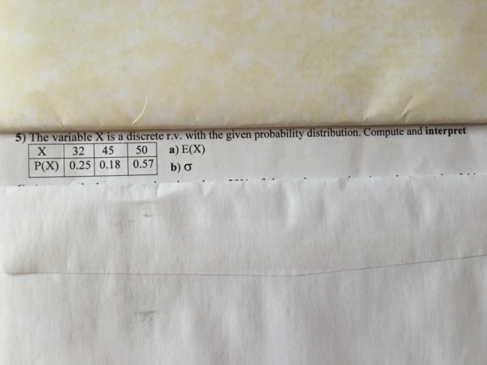 Solved The variable X is a discrete r.v. with the given | Chegg.com