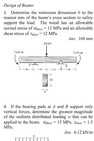 Solved Design of Beams 3. Determine the minimum dimension | Chegg.com