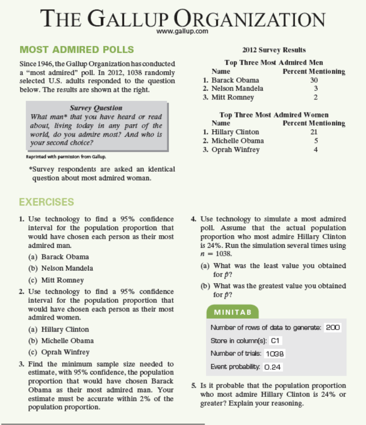 Since 1946, the Gallup Organization has conducted a | Chegg.com
