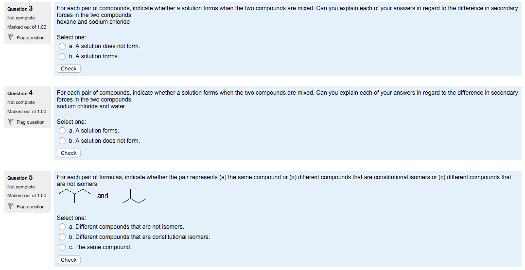 Solved Question 1For each pair of compounds, indicate | Chegg.com