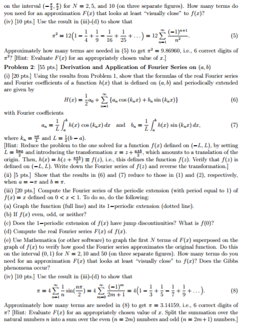 Use the result in (iii)-(d) to show that pi^2 = 12 | Chegg.com
