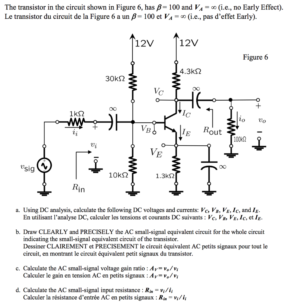 Solved The transistor in the circuit shown in Figure 6, has | Chegg.com