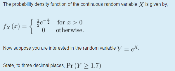 Solved The probability density function of the continuous | Chegg.com